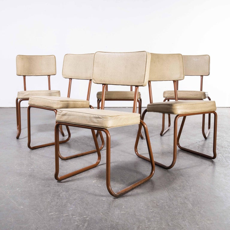 1970's Cox Tubular Metal Upholstered Dining Chairs Set of Six at 1stDibs