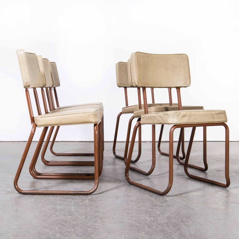 1970's Cox Tubular Metal Upholstered Dining Chairs Set of Six at 1stDibs