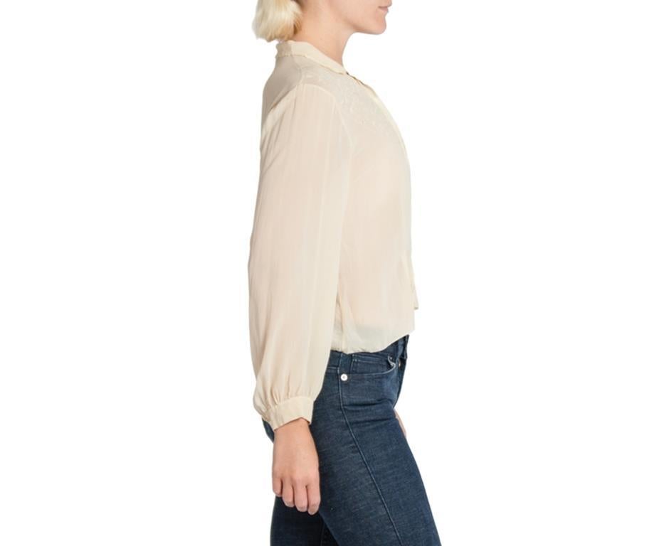 1970S Cream Chiffon Haute Couture Top For Sale at 1stDibs