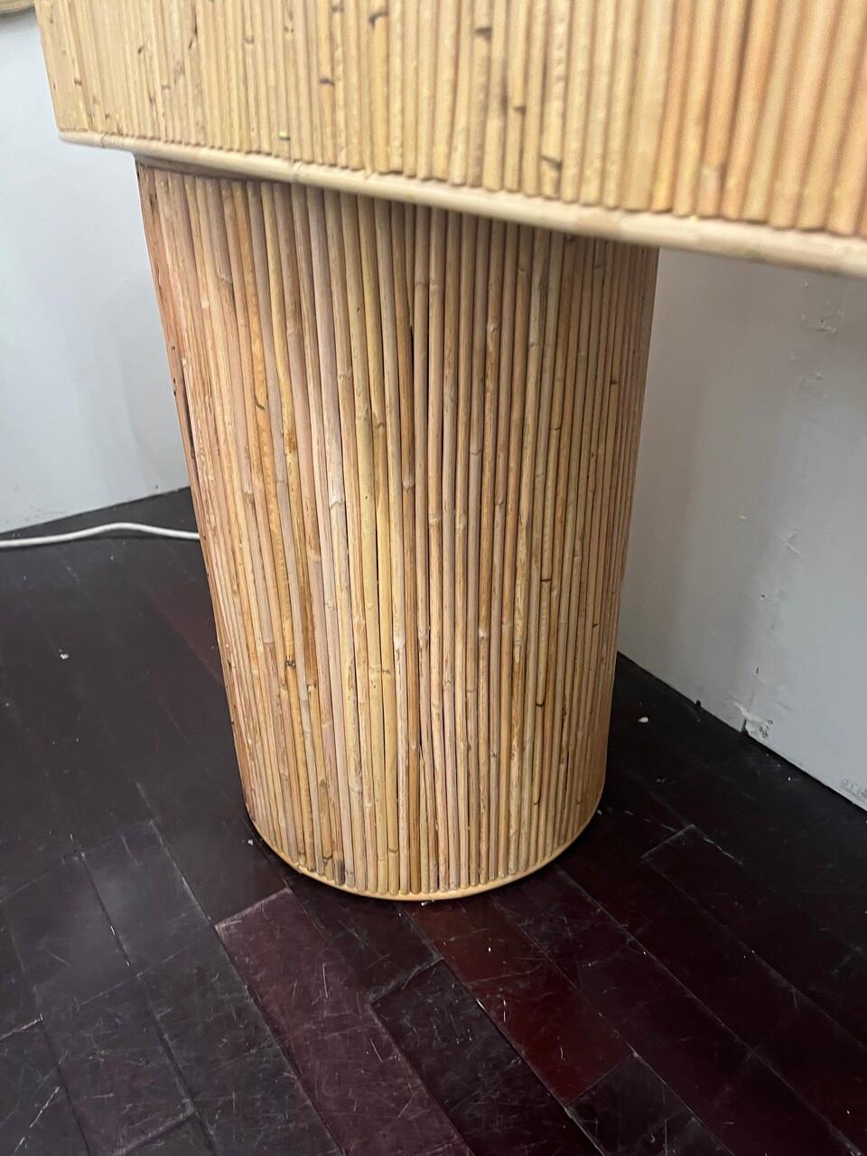 1970's Crespi Style Split/Pencil Reed Console Table For Sale at 1stDibs