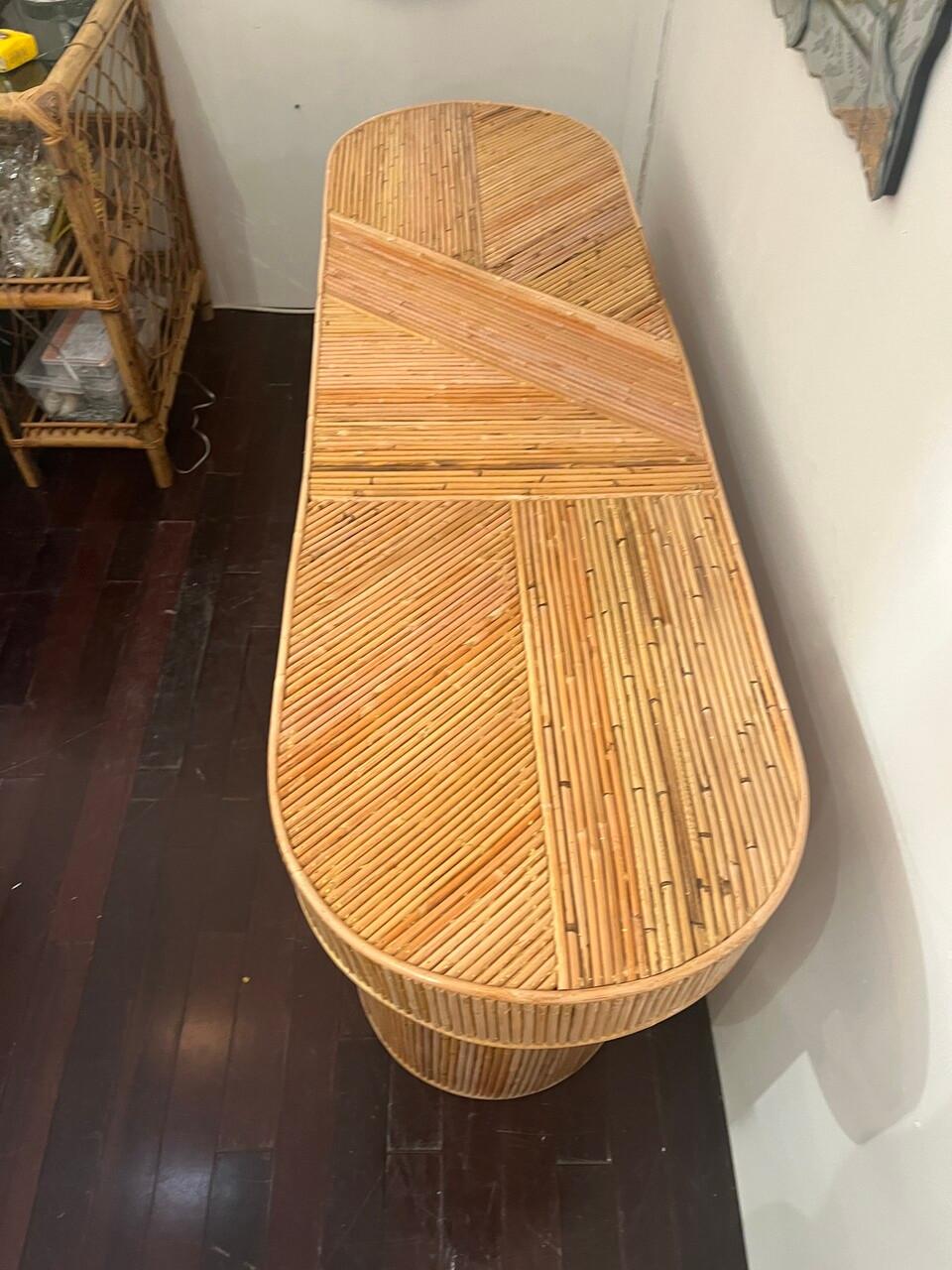 1970's Crespi Style Split/Pencil Reed Console Table For Sale at 1stDibs