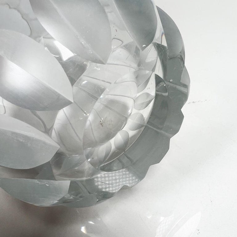 1970s Crystal Flower Vase Modern Scandinavian Art Glass Scallop For ...