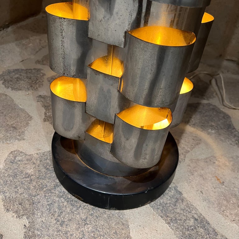 1970s Curtis Jere Spectacular Tall Floor Lamp Interlocking Tower Chrome ...