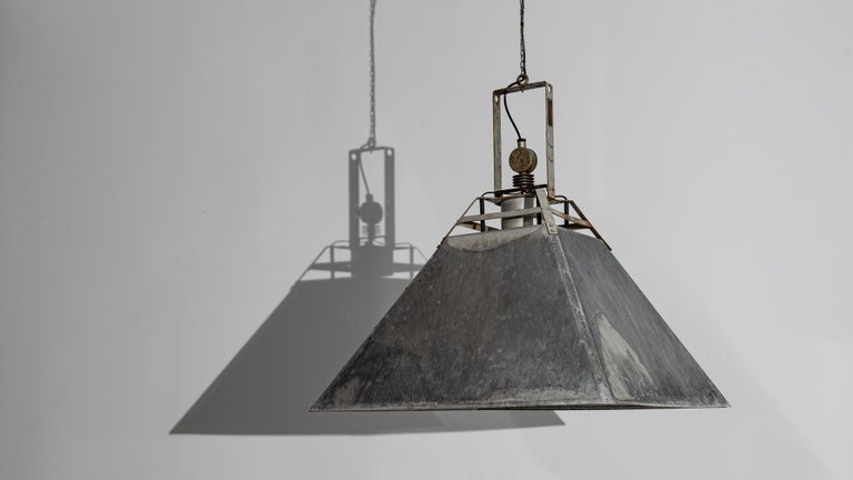 1970s Czech Industrial Zinc Lamp For Sale at 1stDibs