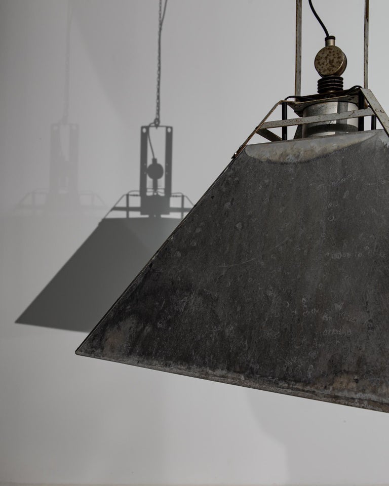 1970s Czech Industrial Zinc Lamp For Sale at 1stDibs
