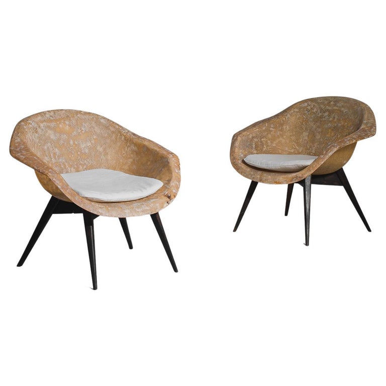 1970s Czech Moulded Bucket Chairs, a Pair at 1stDibs