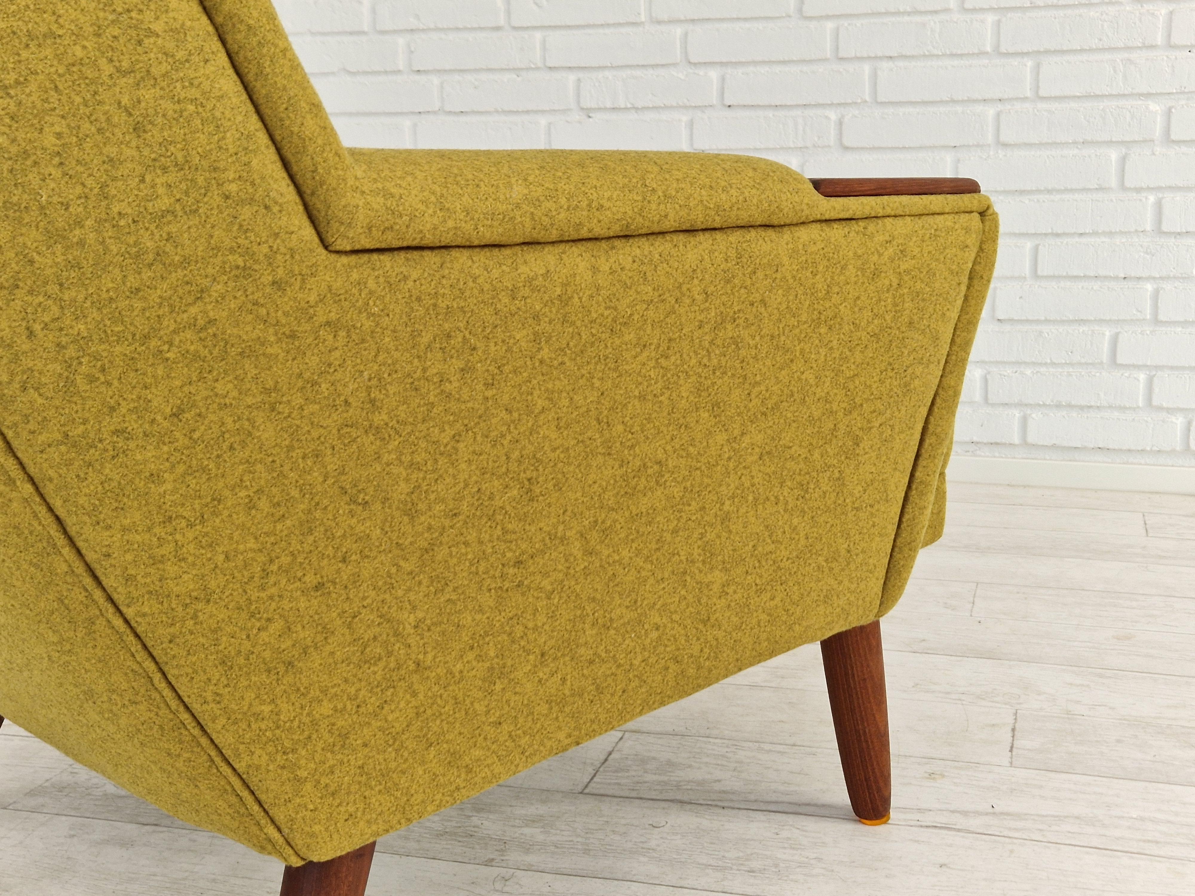 1970s, Danish Design, Refurbished High-Back Armchair, Furniture Wool ...