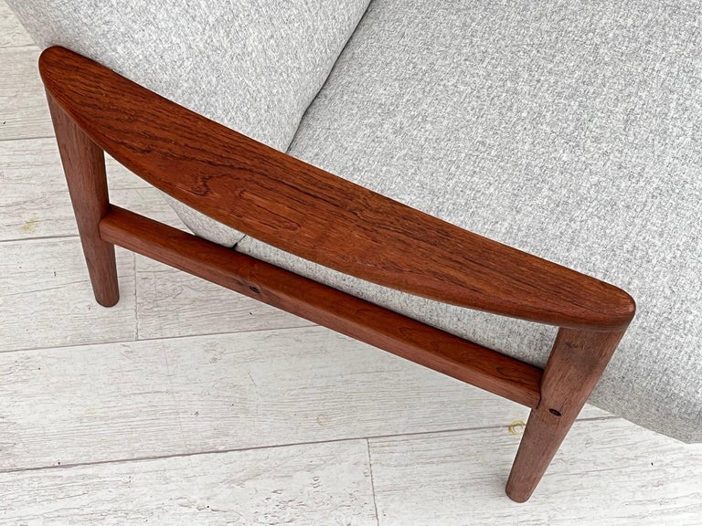 1970s, Danish High-Backed Armchair, Teak, Fabric, Cowskind For Sale at ...