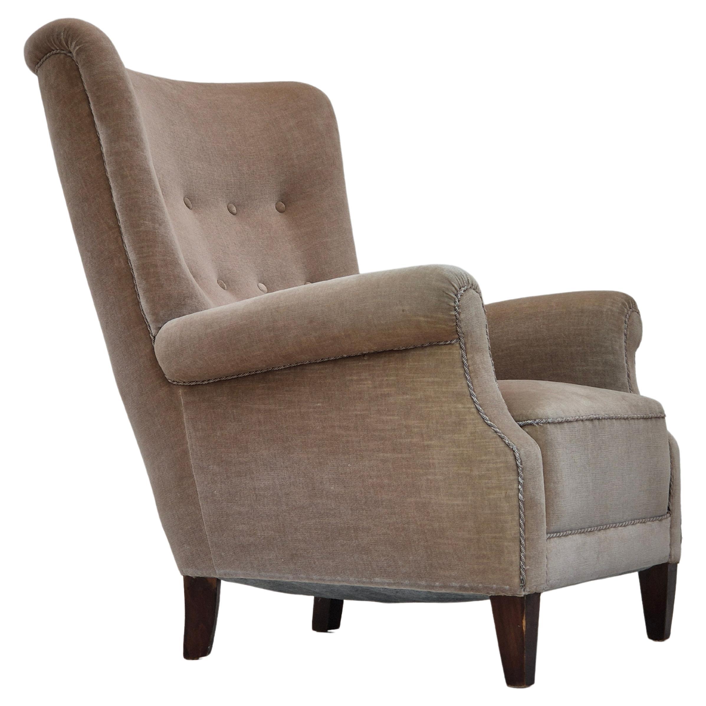 1970s, Danish teak wood armchair, original condition, green furniture ...