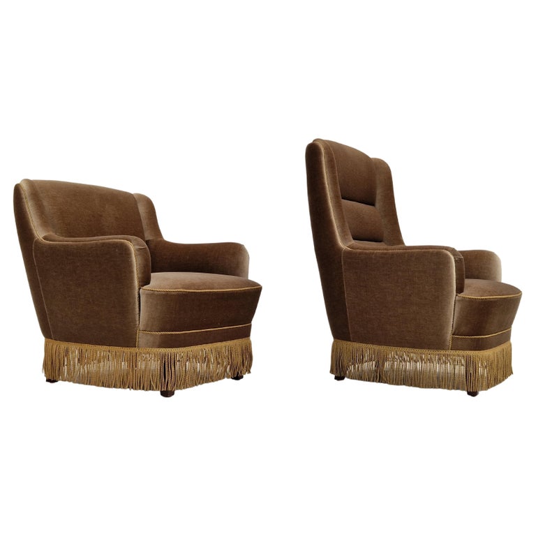 1970s, Danish Set of Two Velour Chairs, Original Condition For Sale at ...