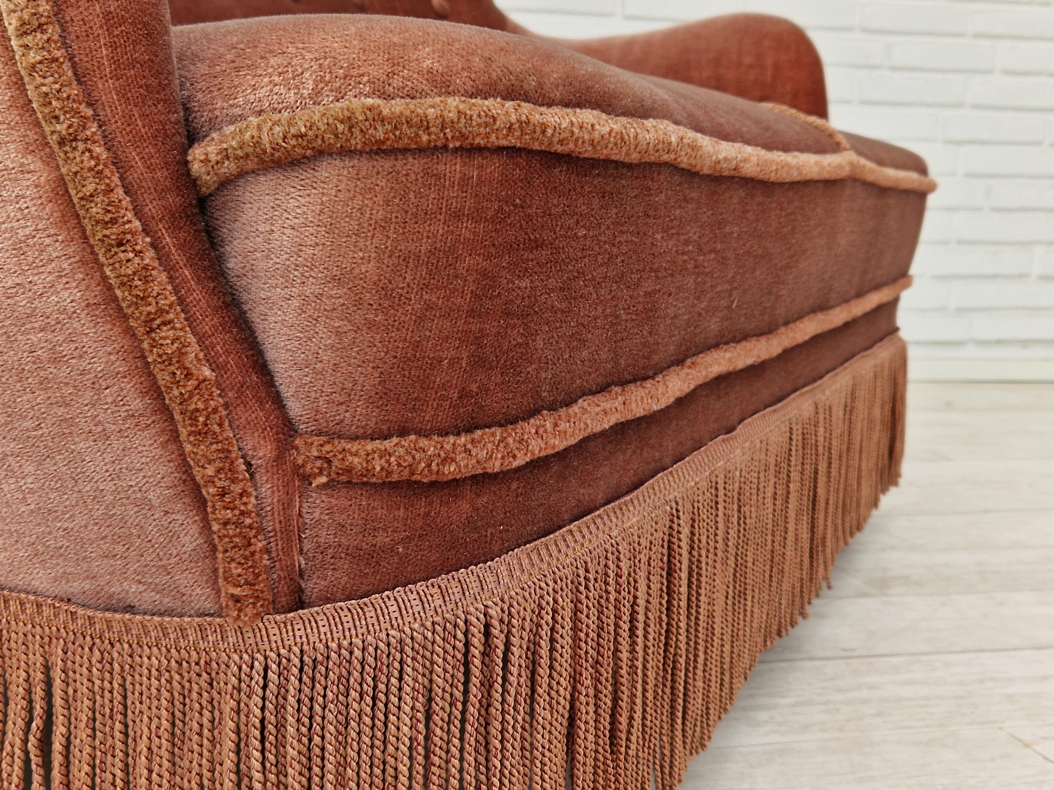 1970s, Danish Velour 2 Seater Sofa, Original Condition, Beechwood For ...