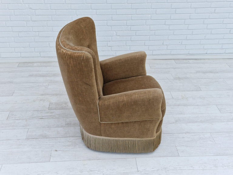 1970s, Danish velour chair, original condition, beech wood For Sale at ...
