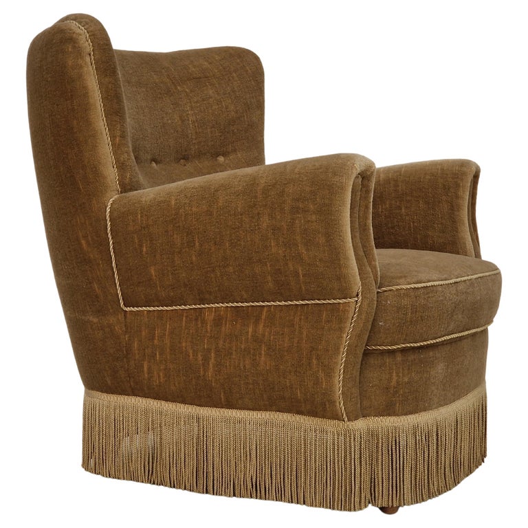 1970s, Danish velour chair, original condition, beech wood. For Sale at ...