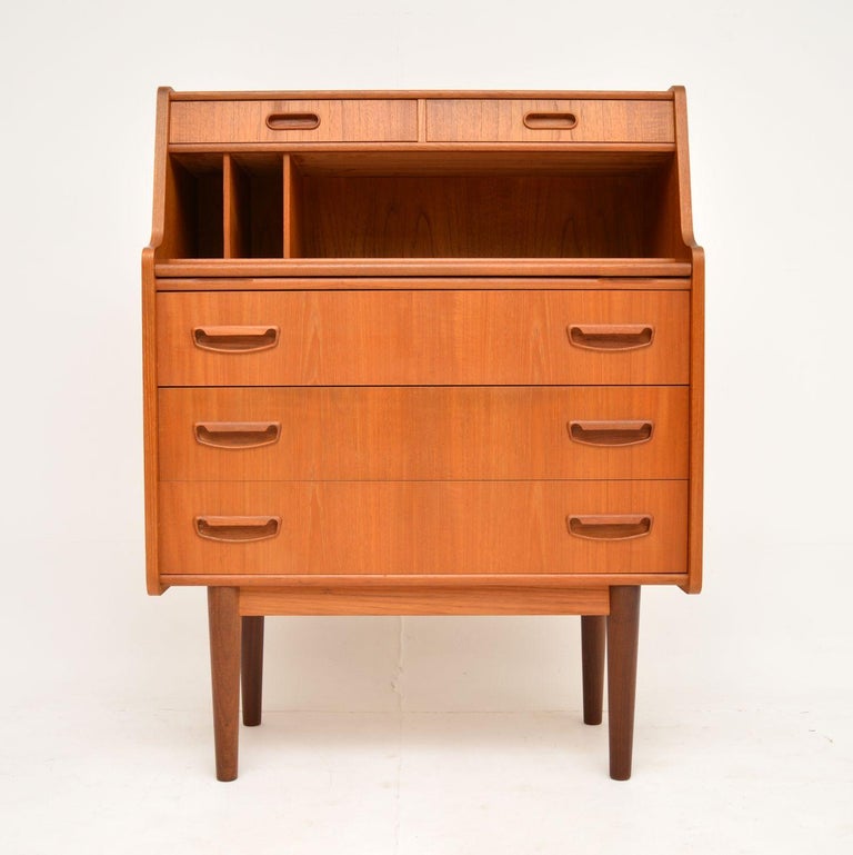1970's Danish Vintage Teak Writing Bureau at 1stDibs
