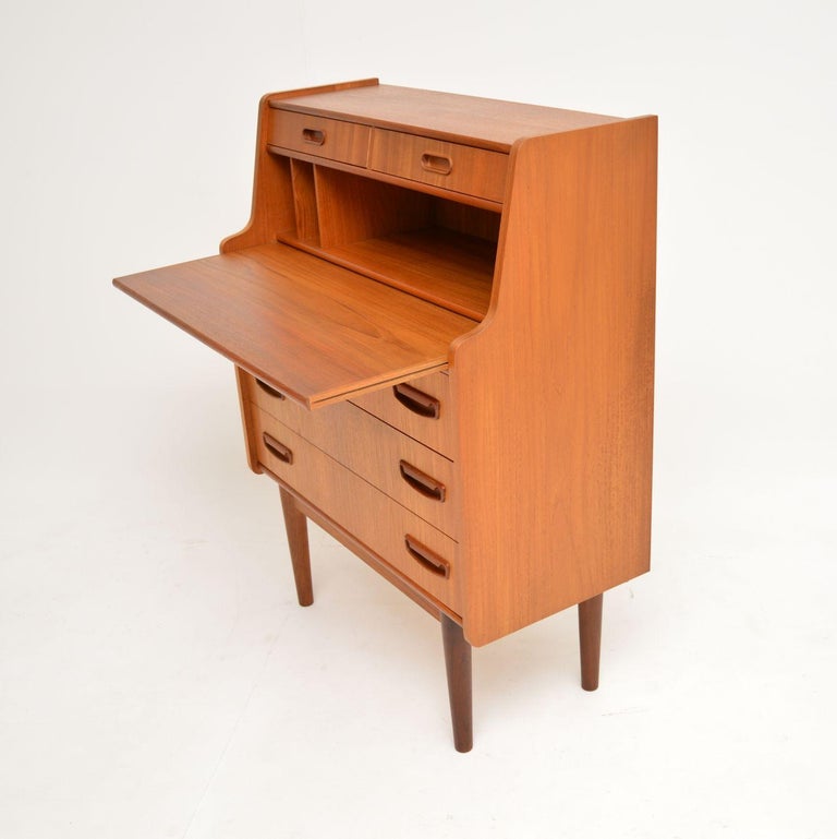 1970's Danish Vintage Teak Writing Bureau at 1stDibs