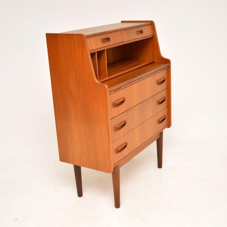 1970's Danish Vintage Teak Writing Bureau at 1stDibs