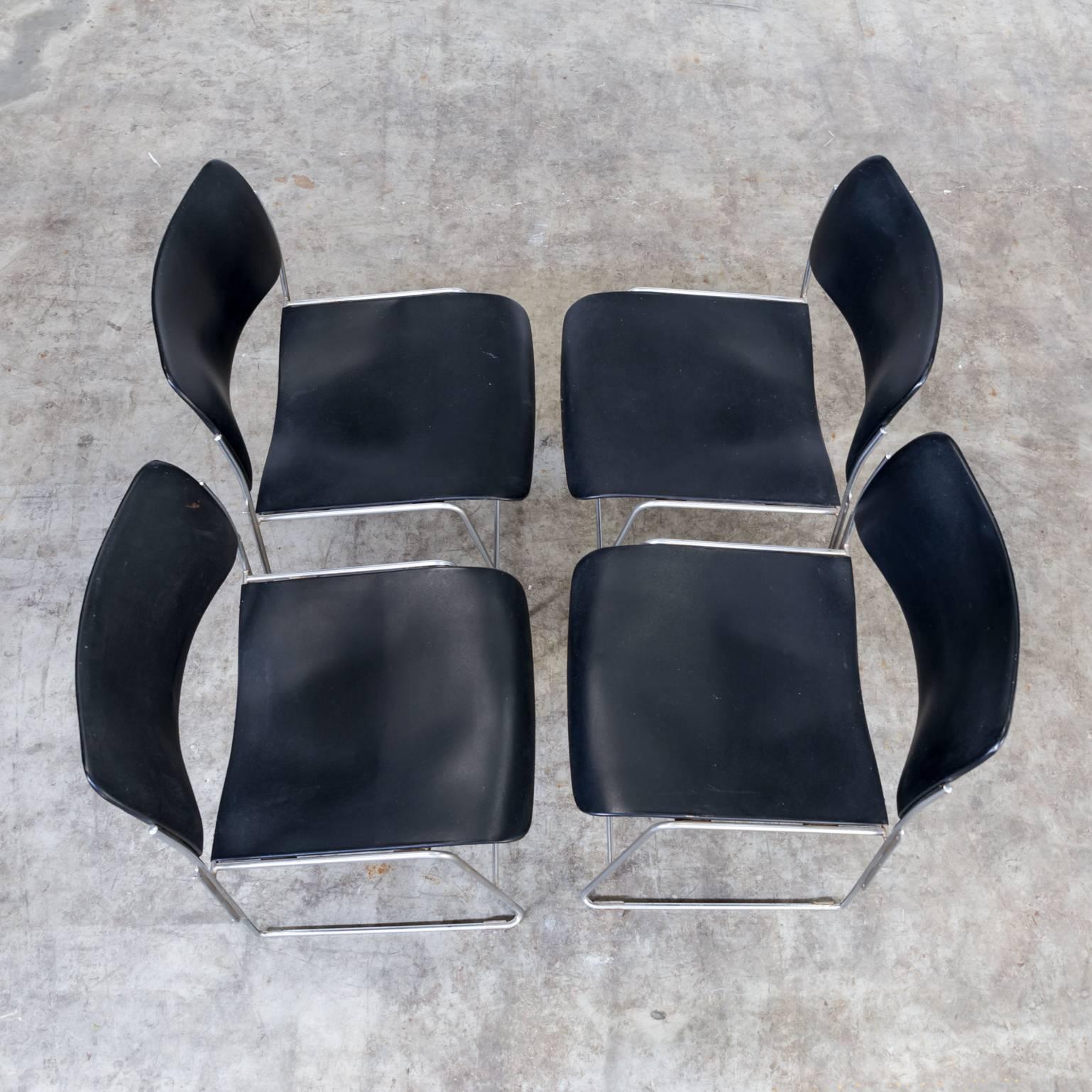 1970s David Rowland 40/4 Stacking Chair Metal for OFS Set of Four For ...