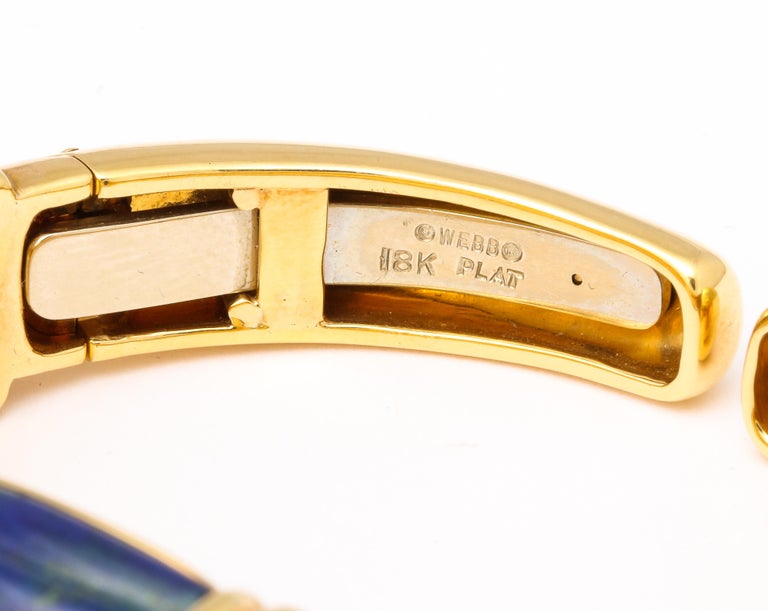 1970s David Webb Gold Diamond Ruby Carved Azurite Malachite Bracelet ...