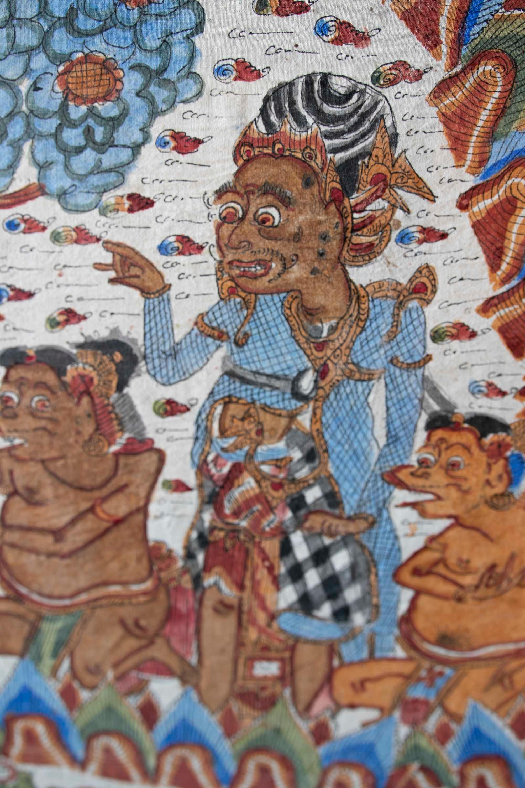 1970s Decorative Painting with Scenes of Malay Characters in Bamboo ...