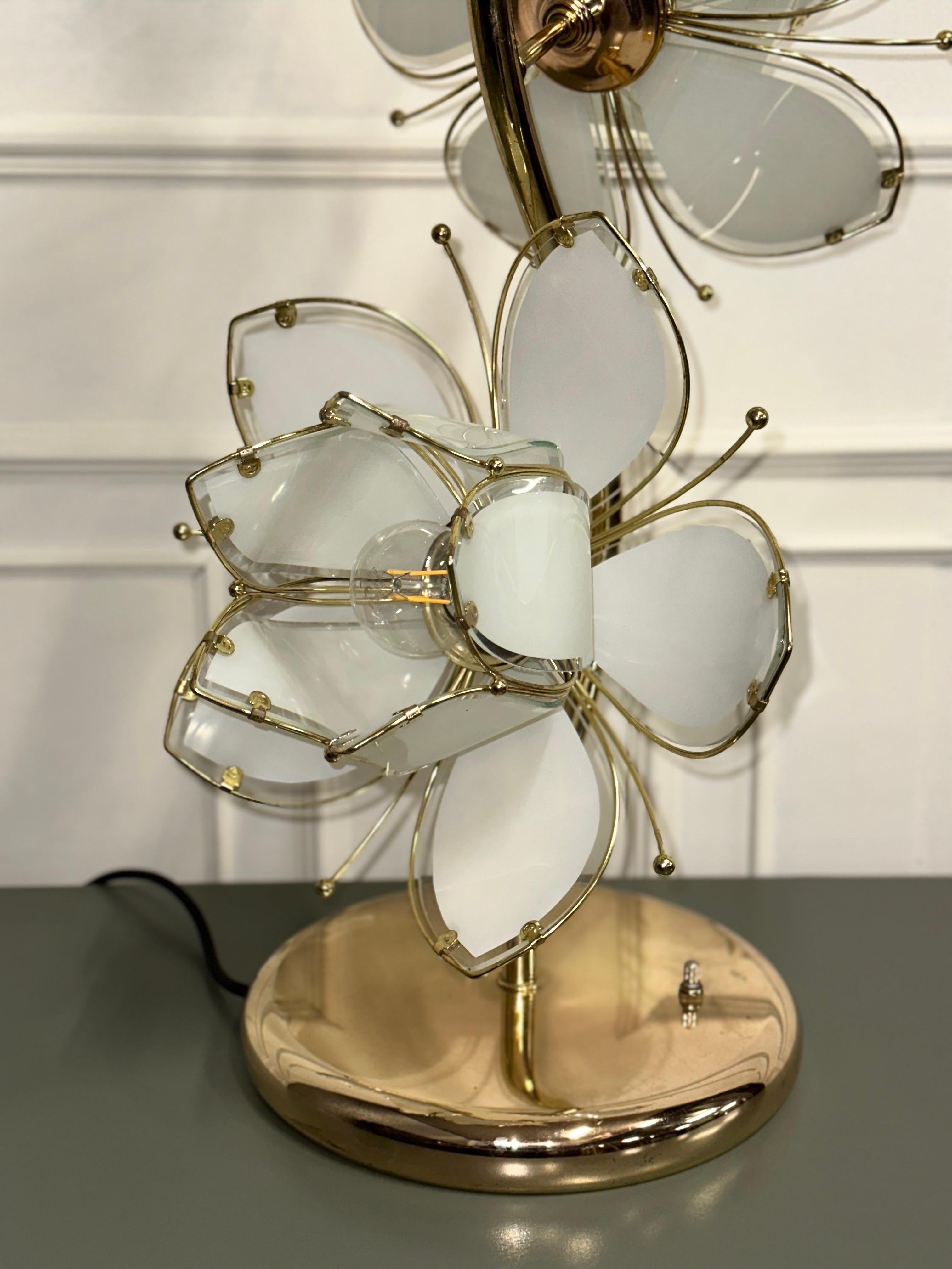 1970s Decorative Table Lamp Lotus Flower Italian Design Gold Metal ...