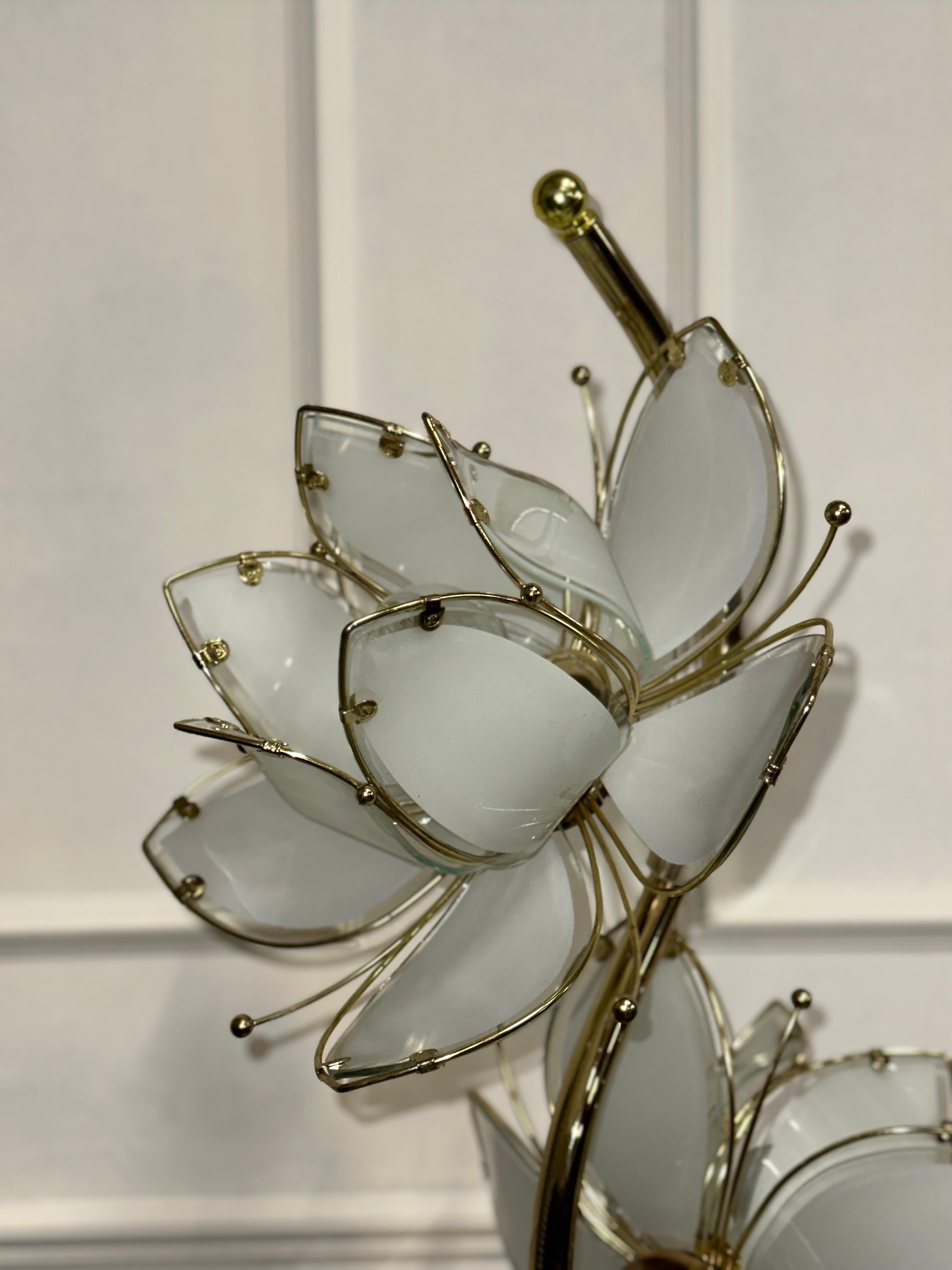 1970s Decorative Table Lamp Lotus Flower Italian Design Gold Metal ...