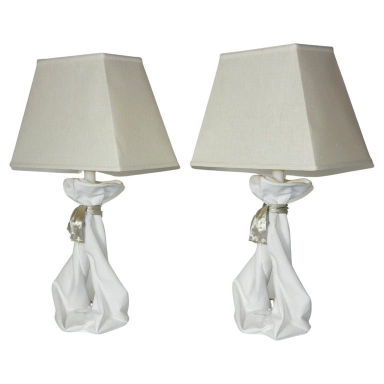 1970's Draped Plaster Table Lamps For Sale at 1stDibs