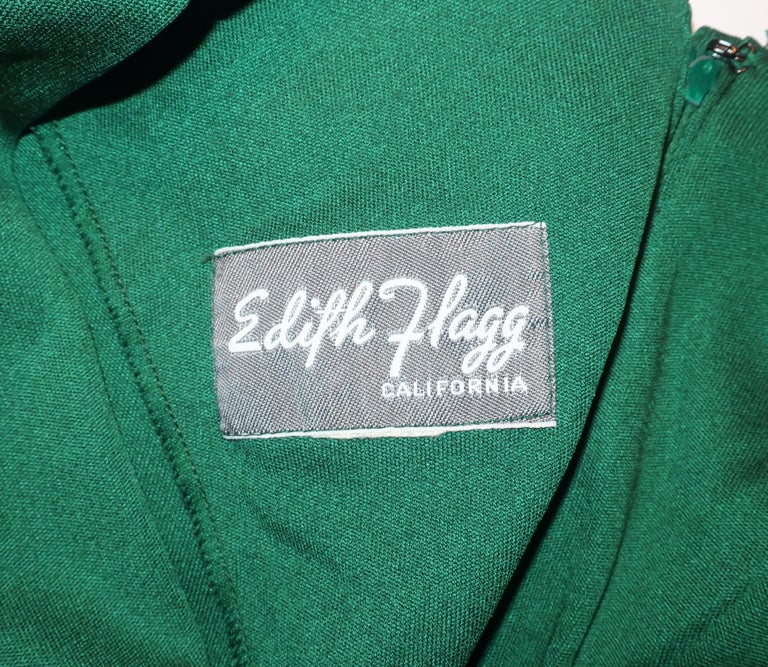 1970's Edith Flagg Emerald Green Disco Dress For Sale at 1stDibs