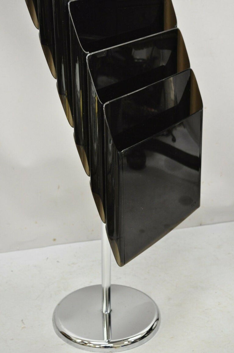 1970s Eldon Smoked Lucite and Chrome Standing Magazine Rack Stand For ...