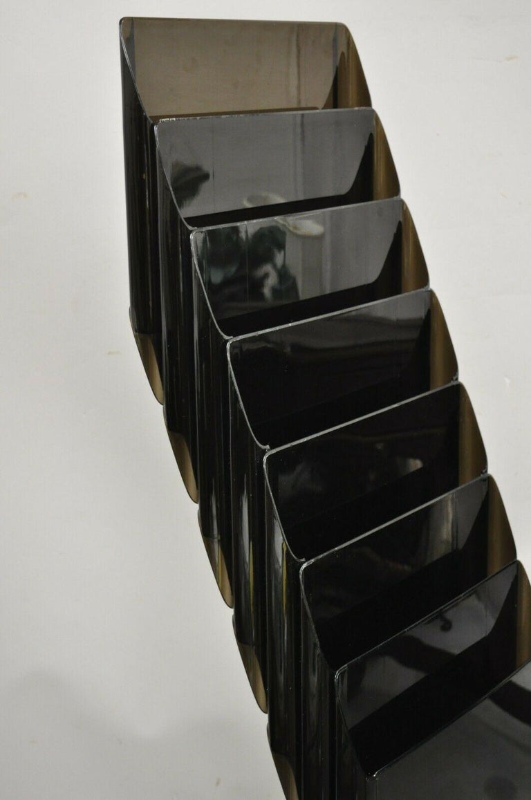 1970s Eldon Smoked Lucite and Chrome Standing Magazine Rack Stand For ...