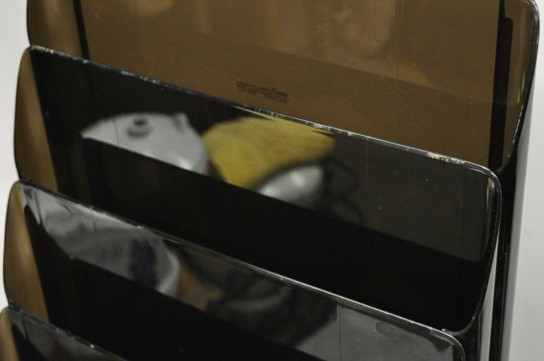 1970s Eldon Smoked Lucite and Chrome Standing Magazine Rack Stand For ...