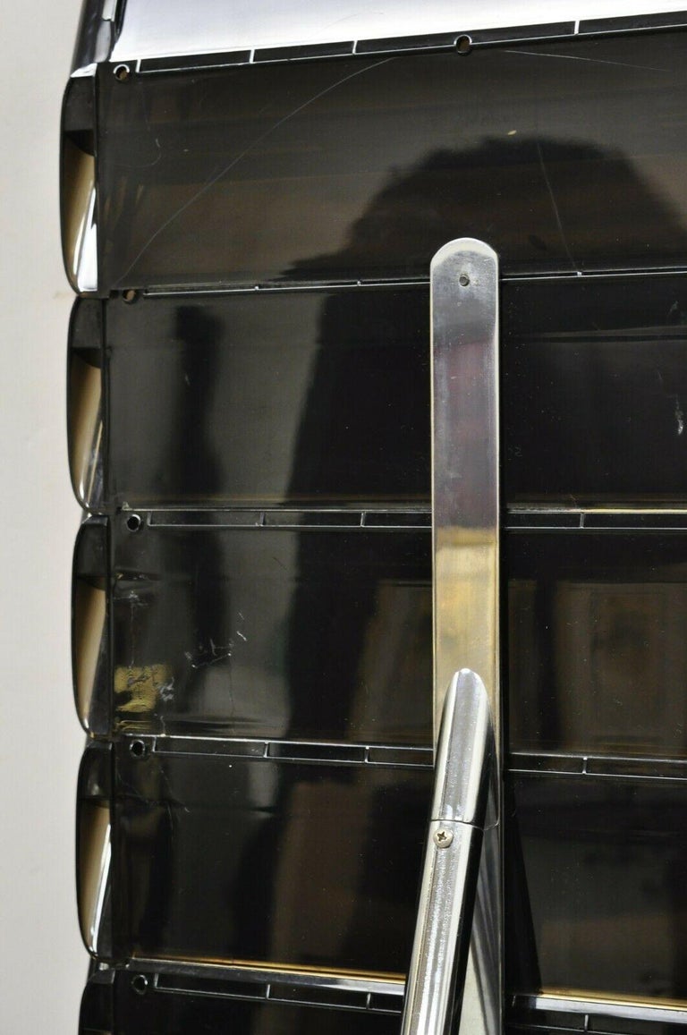 1970s Eldon Smoked Lucite and Chrome Standing Magazine Rack Stand For ...