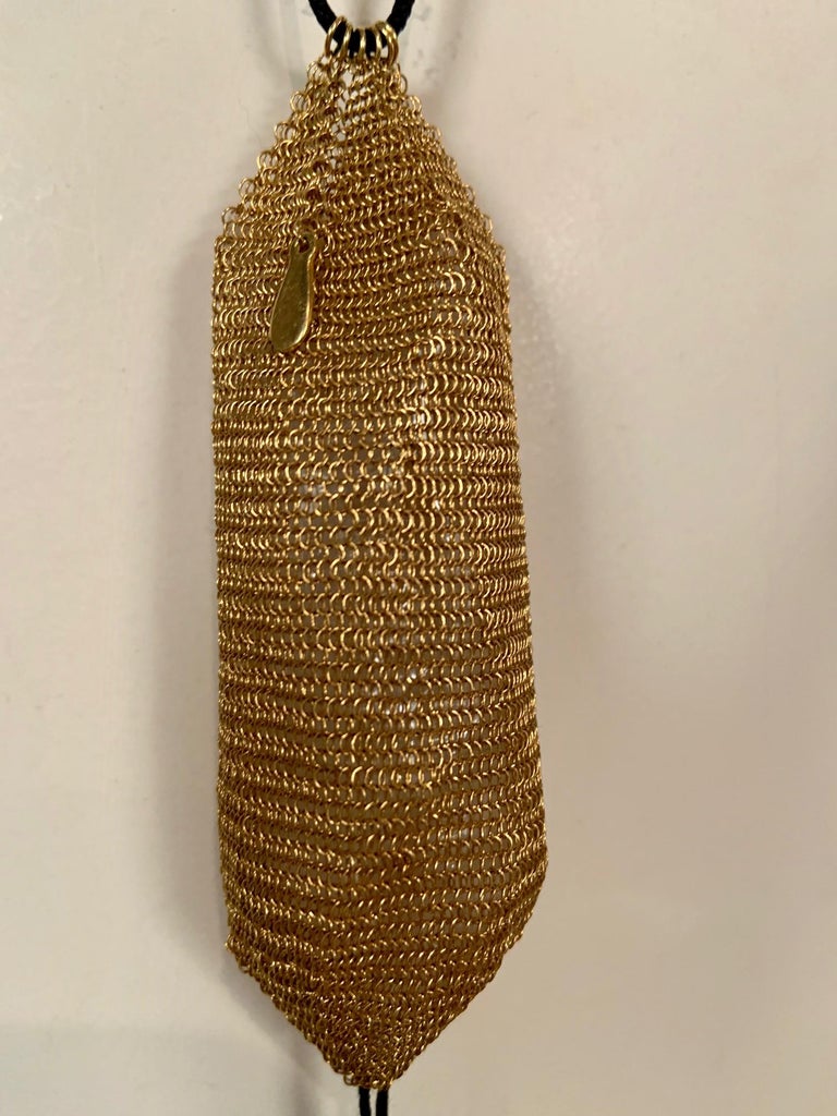 1970's Elsa Peretti for Halston Tiffany and Co 18k Gold Bag and Silk ...