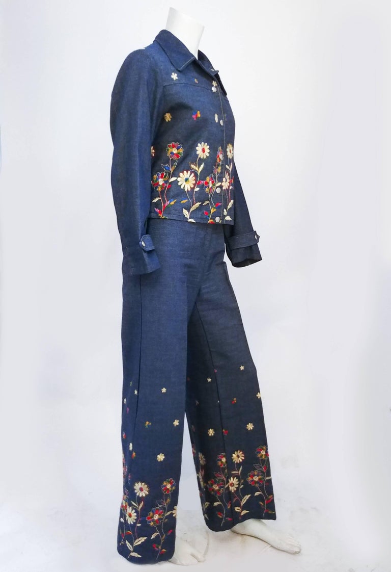 Embroidered Denim Two Piece Set, 1970s at 1stDibs | two piece denim set
