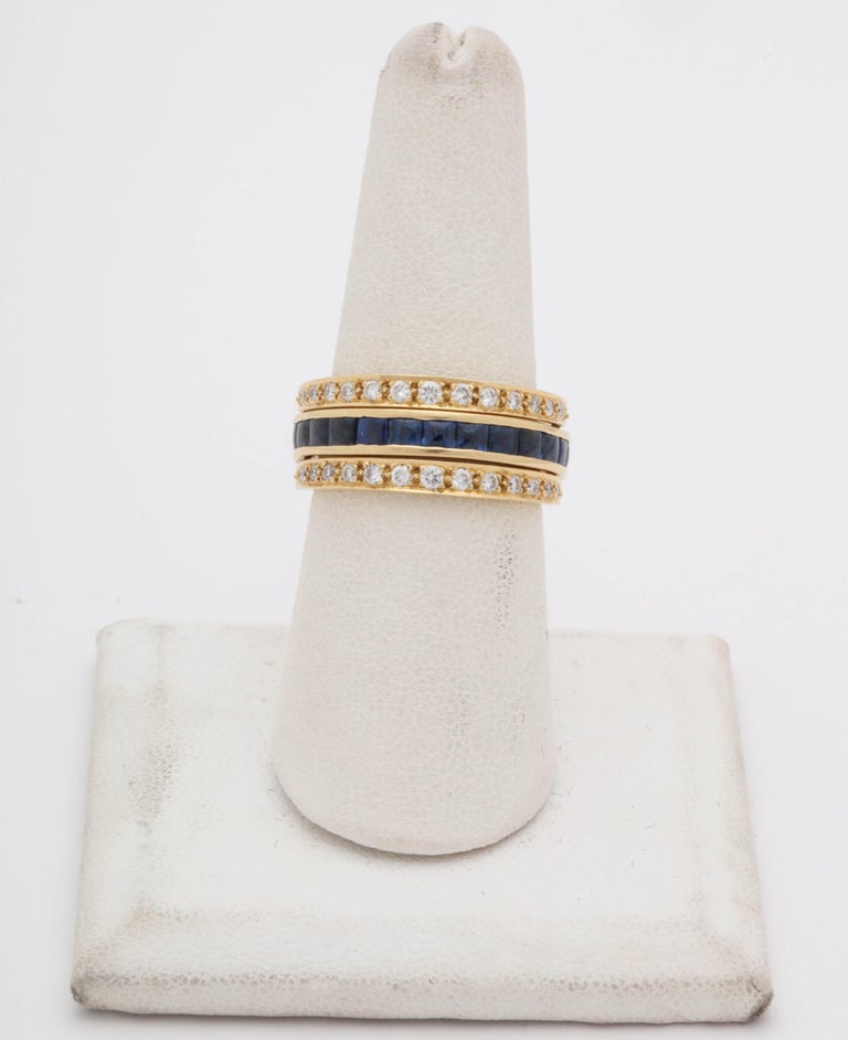 1970s English Buff Cut Rubies, Sapphires and Diamonds Gold Flip Ring at ...