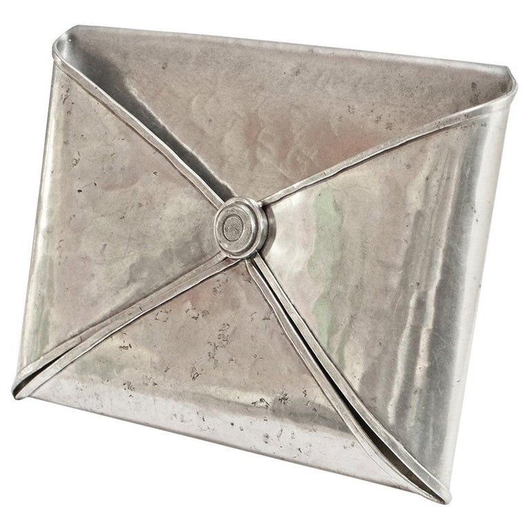 1970s Envelope Shaped Pewter Metal Letter Holder by Jean Goardere For ...