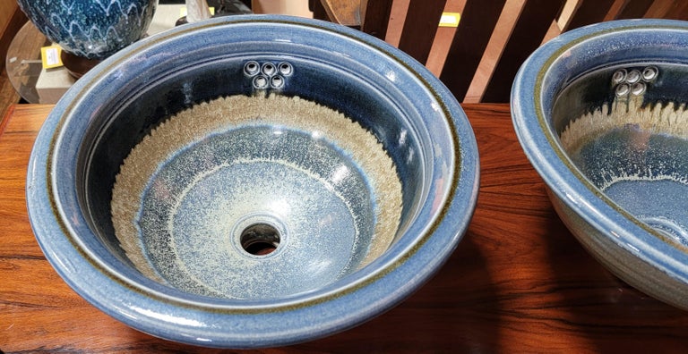 1970's Eric Norstad Drippy Glaze Pottery Sinks A Pair For Sale at 1stDibs