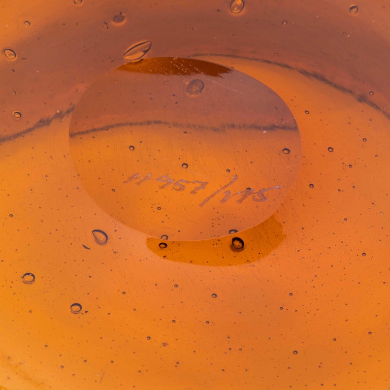1970's Erik Hoglund Boda Amber Bubble Bowl Swedish Art Glass For Sale ...