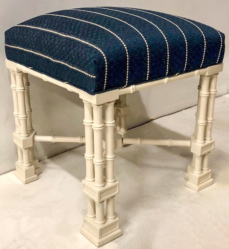 1970s Erwin Lambeth Chinese Chippendale Style Ottomans, a Pair at 1stDibs