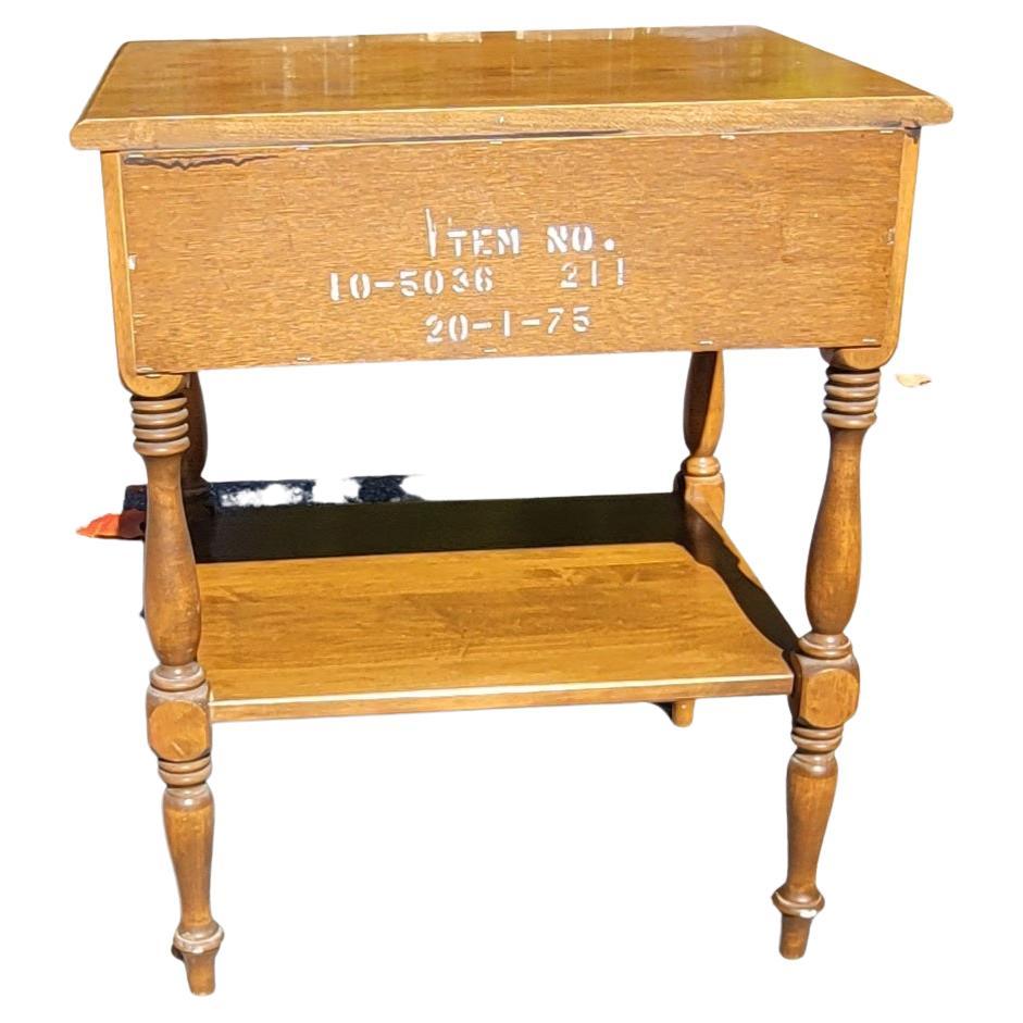 1970s Ethan Allen Solid Heirloom Maple One Drawer Two-Tier Side Tables ...