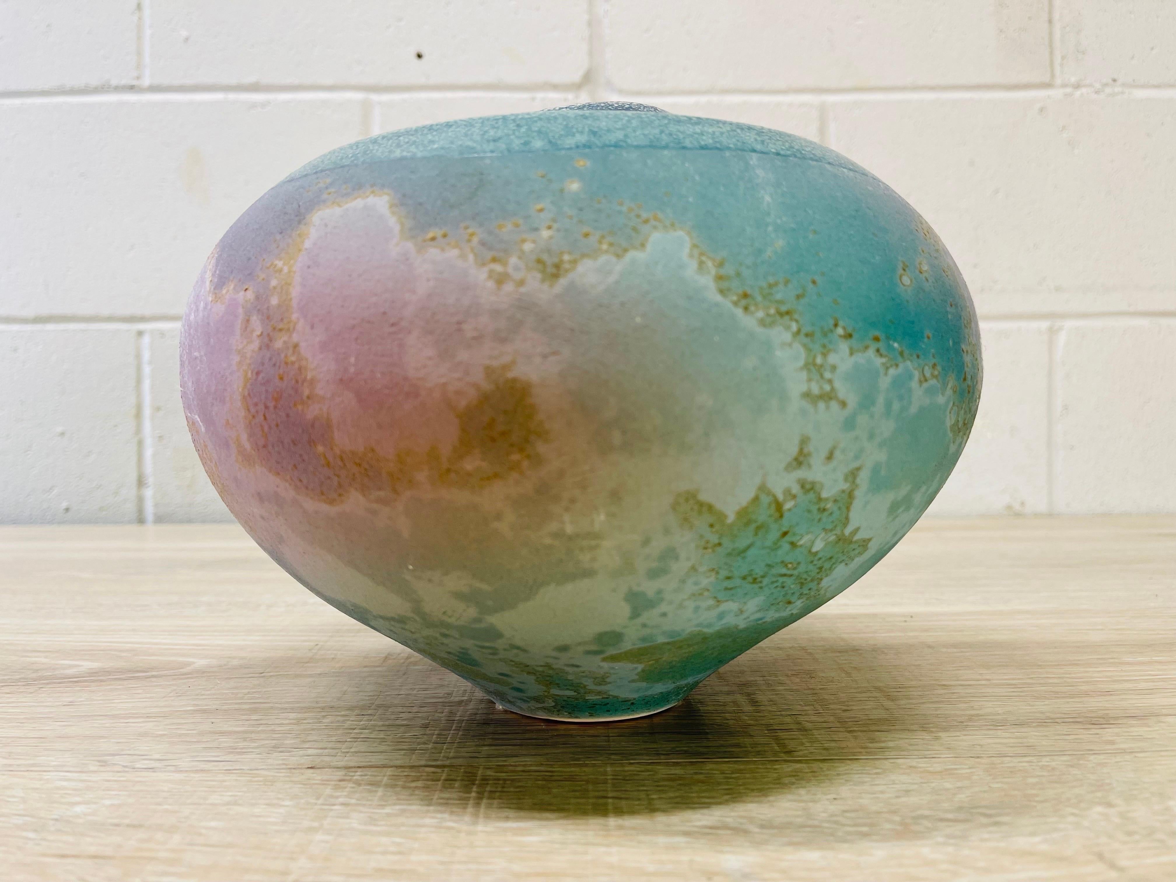 1970s Evans Design Group Raku Round Pottery Vase For Sale at 1stDibs ...