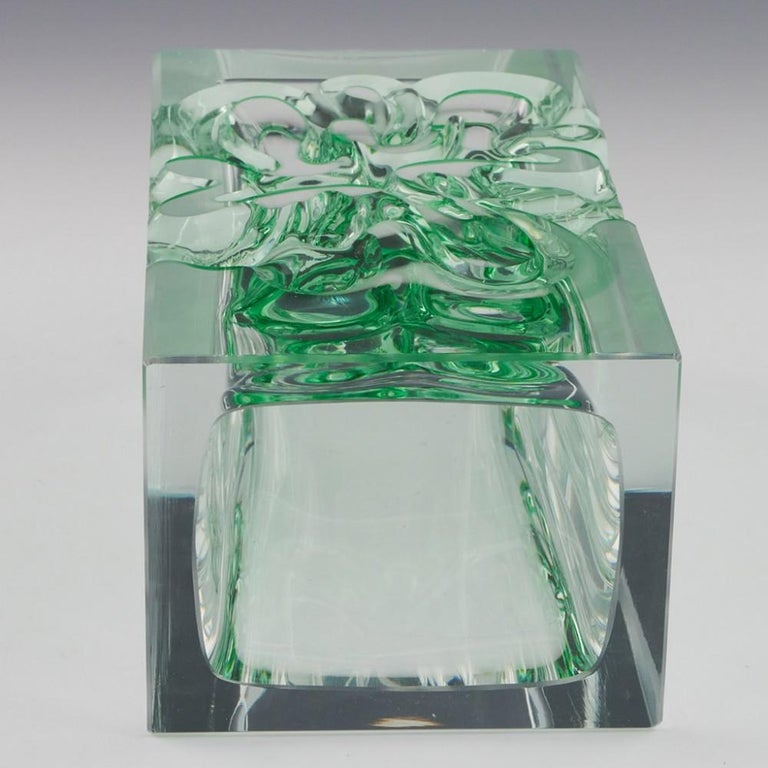 1970s Exbor Green Amoeba Block Vase Designed by Ladislav Oliva c1968 ...