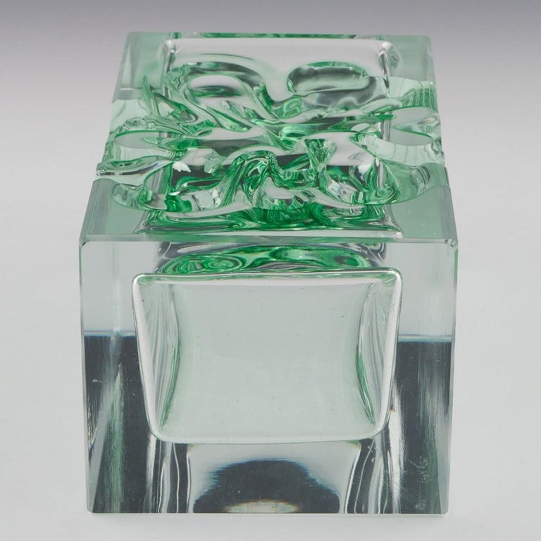1970s Exbor Green Amoeba Block Vase Designed by Ladislav Oliva c1968 ...
