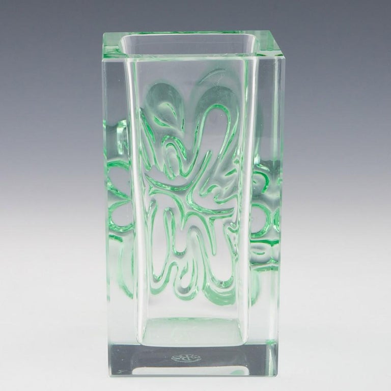 1970s Exbor Green Amoeba Block Vase Designed by Ladislav Oliva c1968 ...