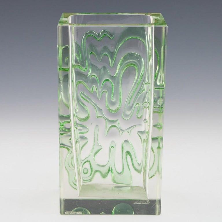 1970s Exbor Green Amoeba Block Vase Designed by Ladislav Oliva c1968 ...