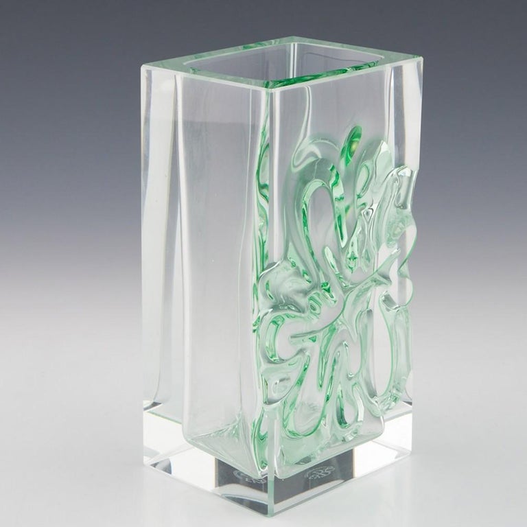1970s Exbor Green Amoeba Block Vase Designed by Ladislav Oliva c1968 ...