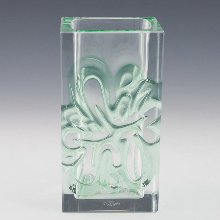 1970s Exbor Green Amoeba Block Vase Designed by Ladislav Oliva c1968 ...