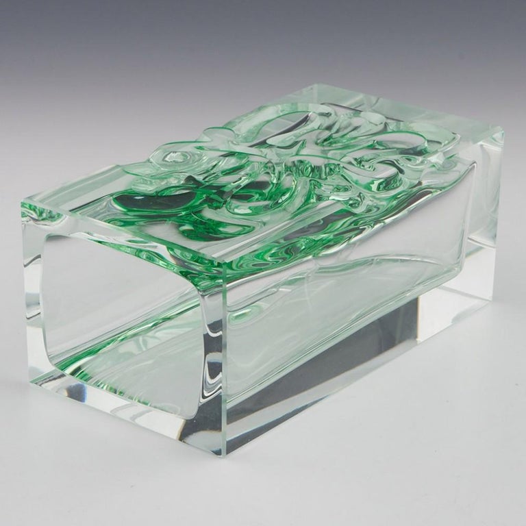 1970s Exbor Green Amoeba Block Vase Designed by Ladislav Oliva c1968 ...