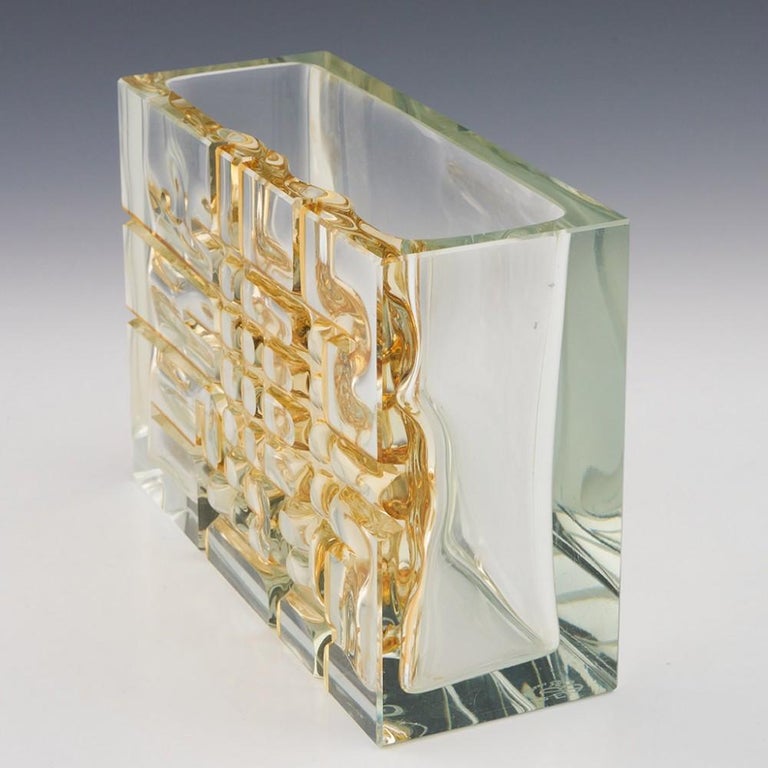 1970s Exbor Yellow Grid Vase Designs by Ladislav Oliva For Sale at 1stDibs
