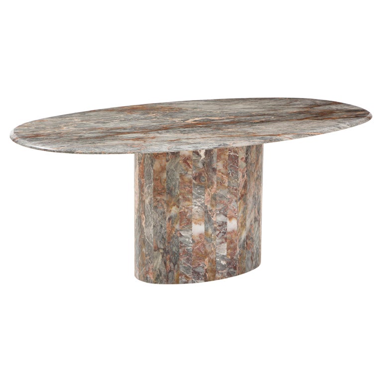 1970's Exotic Marble Oval Italian Dining Table at 1stDibs