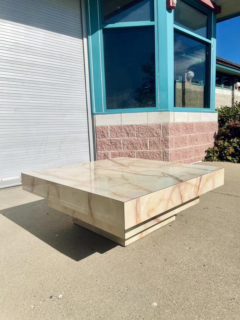 1970s Faux Marbled Laminate Tiered Coffee Table in Beige Color-Ways For ...